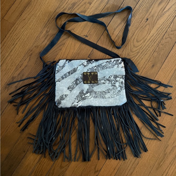Keep It Gypsy | Bags | Upcycle Lv Fringed Crossbody Bag In Black And ...
